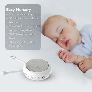 White Noise Machine for Baby with Night Light | Portable Sleep Sound Machine with 10 Soothing Sounds, Soft Amber Light, Auto-Off Timer, Volume Control