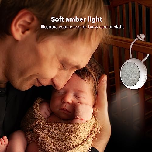 White Noise Machine for Baby with Night Light | Portable Sleep Sound Machine with 10 Soothing Sounds, Soft Amber Light, Auto-Off Timer, Volume Control