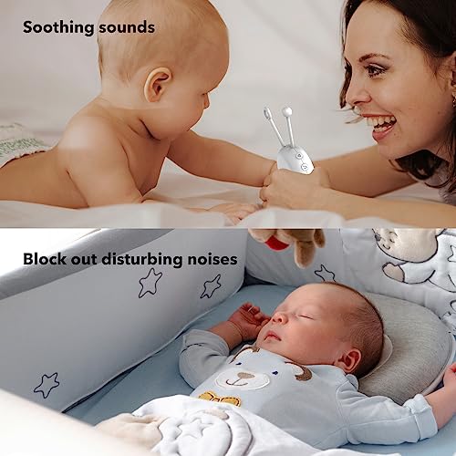 White Noise Machine for Baby with Night Light | Portable Sleep Sound Machine with 10 Soothing Sounds, Soft Amber Light, Auto-Off Timer, Volume Control