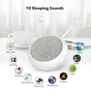 White Noise Machine for Baby with Night Light | Portable Sleep Sound Machine with 10 Soothing Sounds, Soft Amber Light, Auto-Off Timer, Volume Control