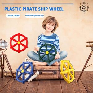 Rcanedny 3 Pack Playground Steering Wheel Swingset Steering Wheel Pirate Ship Steering Wheel Toys for Kids Outdoor Playground Ship Playhouse Treehouse Decor (Blue,Green,Yellow)