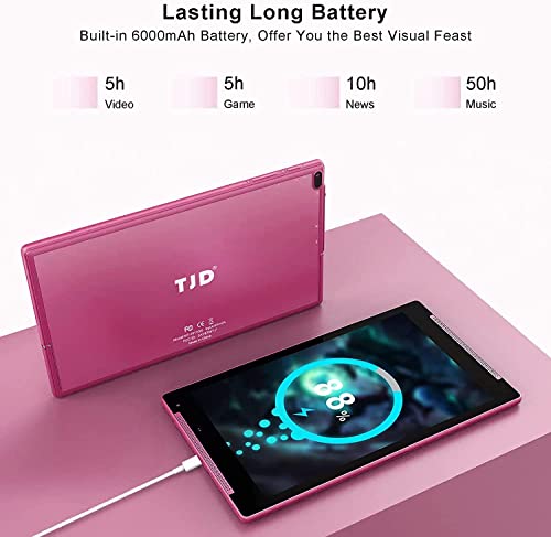 Android 12 Tablet 10 inch Tablets, 64GB ROM 512GB Expand Tablet pc, Quad Core Processor, HD IPS Screen, 8MP Dual Camera, Wi-Fi 6, G+G, Bluetooth5.0,6000mAh Battery Google GMS Stand Tablet (WineRed)