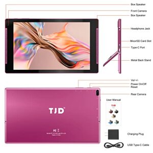 Android 12 Tablet 10 inch Tablets, 64GB ROM 512GB Expand Tablet pc, Quad Core Processor, HD IPS Screen, 8MP Dual Camera, Wi-Fi 6, G+G, Bluetooth5.0,6000mAh Battery Google GMS Stand Tablet (WineRed)