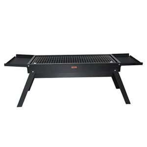 VEVOR 23 inch Portable Charcoal Grill, Flat Top Propane Gas Grills, Compact Foldable Grill, Heavy Duty Steel BBQ Grill, Mini Smoker for Travel, Outdoor Cooking, Barbecue Camping, Picnic, Patio Black