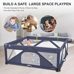 Foldable Baby Playpen, Baby Gate Playpen, Extra Large Baby Playards for Toddler, 47"x47"(15.5 sq. ft Space), Indoor & Outdoor Large Kids Activity Center, Suitable for Home Travel Picnic (47*47 INCHES)