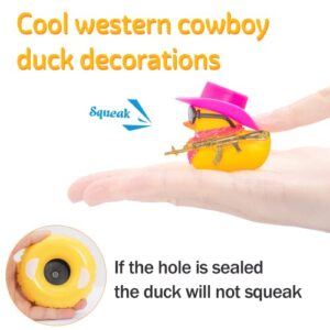 wonuu Car Rubber Duck Decoration, West Cowboy Duck Car Dashboard Decoration Accessories with Mini Swim Ring Cowboy Hat Scarf and Sunglasses(A_Pink Sunglass Cowboy hat