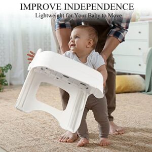 Geetery 2 Step Stool for Kids Toddler Step Stool with Handles and Slip Resistant Soft Grips for Bathroom Sink and Potty Training, Foldable and Integral Kitchen Stool Helper