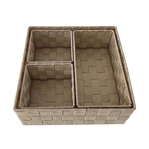 woven storage baskets for organizing，drawer organizer，dresser organizer countertop，organizers and storage for bathroom，storage bins for shelves，set of 4，beige