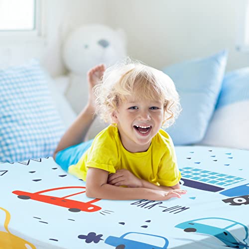 Mixweer 4 Pcs Daycare Crib Sheets for Toddler and Preschool 19 x 45 Inches Nap Mat Sheet for Boys Soft Breathable Nap Pad Cover Standard Daycare Cot Bed Fitted Sheet