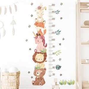 Kawaii Wall Decorations, Cute Cartoon Height Chart Stickers, Growth Chart for Wall, Living Room, Bedroom Wall Decoration Stickers (Bear Stacked)