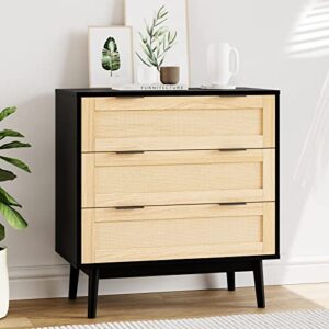 3 drawer dresser for bedroom, chests of drawers, black dresser organizer for closet, modern dresser and nightstand sets, rattan storage drawer, living room, hallway, entryway (wood)