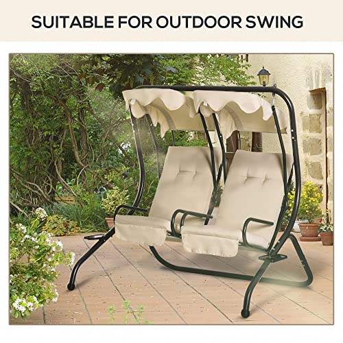 Outsunny Outdoor Porch Swing Cushions with Seat & Tufted Back, Backrest Ties, Set of 2 Replacement Cushions for Patio Furniture, Beige