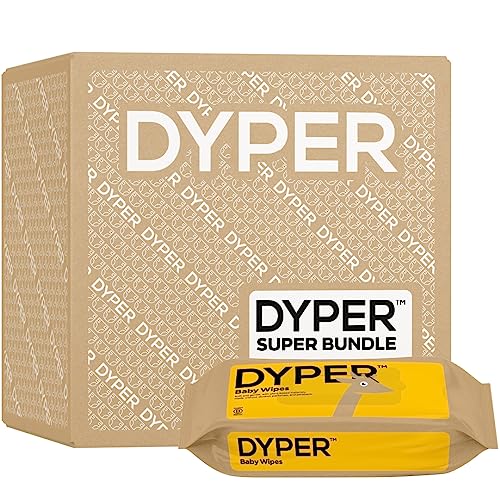 DYPER Viscose from Bamboo Baby Diapers Size 4 + Wipes | Honest Ingredients | Cloth Alternative | Day & Overnight | Made with Plant-Based* Materials | Hypoallergenic for Sensitive Skin Unscented