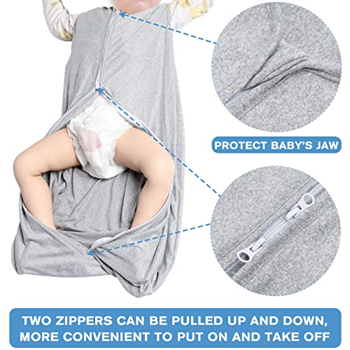 BSTOPPT 3 Pack Baby Sleep Sack 12-18 Months 100% Rayon Cotton Baby Sleeping Bag 2-Way Zipper Toddler Wearable Blankets Comfy Stretchy Thin Sleep Sacks