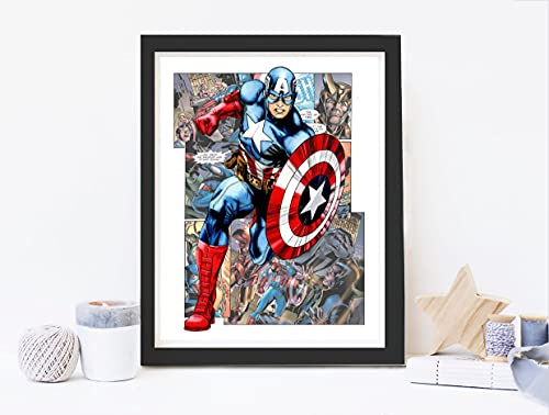 Superhero Posters for Boys Room - 8x10 Inches Set of 9 UNFRAMED - Superhero Wall Art - Superhero Wall Decor - Superhero Comics Characters for Boys Room Nursery Kids Rooms Bedrooms Toddlers Teens Bathrooms Girls Rooms by EOM Art & Design