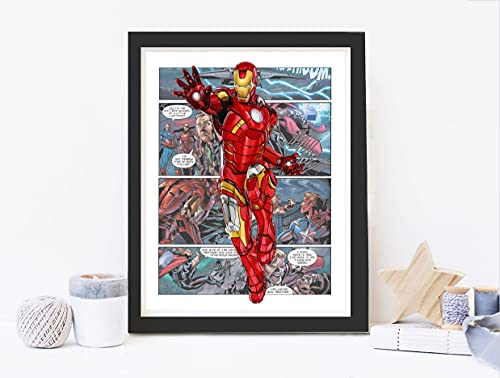 Superhero Posters for Boys Room - 8x10 Inches Set of 9 UNFRAMED - Superhero Wall Art - Superhero Wall Decor - Superhero Comics Characters for Boys Room Nursery Kids Rooms Bedrooms Toddlers Teens Bathrooms Girls Rooms by EOM Art & Design