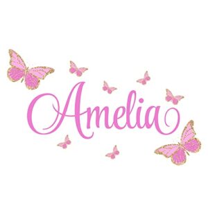 Butterfly Wall Decals - Custom Name Wall Decal – Baby Girl Wall Decor - Personalized Name Wall Decals for Girls – Kids Bedroom Nursery Decor - Butterflies Sticker