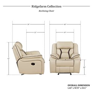 Lexicon Ridgefarm Wall-Hugger Manual Glider Reclining Chair, Beige