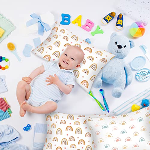 Mixweer 2 Pcs Toddler Pillowcase Sized 14" x 19" Fits 12" x 16" or 13" x 18" Pillow Boho Rainbow Kids Soft Pillowcase Toddler Pillow Cover for Travel Bed Girl Boy Infant Sleeping