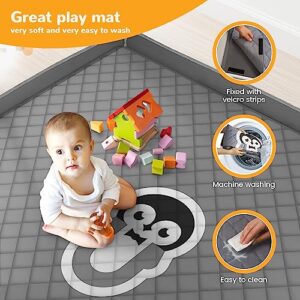 Baby Playpen for Babies and Toddlers with Mat, 71x59 inch Extra Large Baby Playard No Gaps for Indoor & Outdoor, Portable Toddler Playpen with Bag, Anti-Slip Base, (Gray), Li'l Pengyu