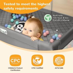 Baby Playpen for Babies and Toddlers with Mat, 71x59 inch Extra Large Baby Playard No Gaps for Indoor & Outdoor, Portable Toddler Playpen with Bag, Anti-Slip Base, (Gray), Li'l Pengyu