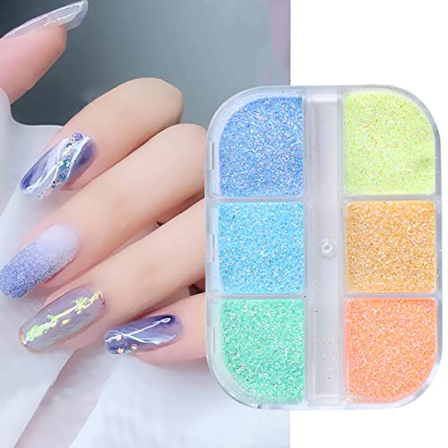 Dip Nail Remover 6 Grid/Set Nail Glitter Powder Glitter Nail Glitter Sugar Powder Irregular Particle Nail Styling Powder Set Nail Decoration Nail Glitter（B-A)