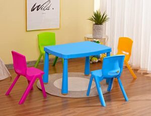 domi kids table and chair set,kids lightweight plastic table and 4 chairs set for reading,preschool,drawing,toddler,playroom(enlarge size