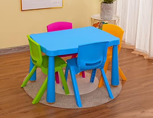 Domi Kids Table and Chair Set,Kids Lightweight Plastic Table and 4 Chairs Set for Reading,Preschool,Drawing,Toddler,Playroom(Enlarge Size