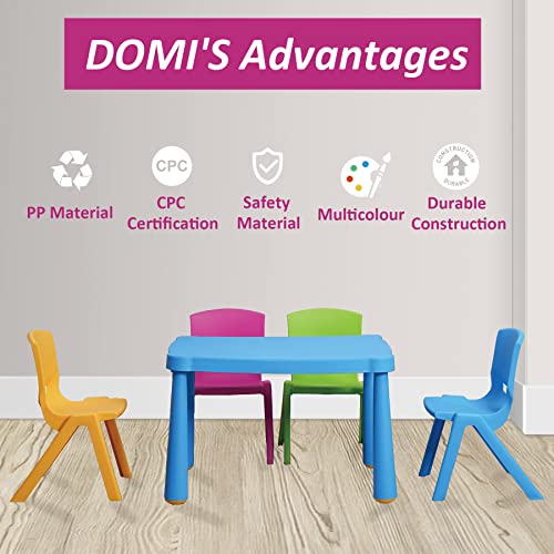 Domi Kids Table and Chair Set,Kids Lightweight Plastic Table and 4 Chairs Set for Reading,Preschool,Drawing,Toddler,Playroom(Enlarge Size