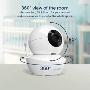 Babysense 5" HD Split-Screen Baby Monitor, Video Baby Monitor with Camera and Audio, Three HD Cameras with Remote PTZ, Night Light, 960ft Range, Two-Way Audio, 4X Zoom, Night Vision, 4000mAh Battery