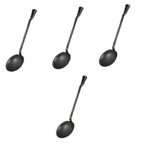 tehaux 4pcs forged iron spoon mini scoop metal spoon yard scoops mini garden shovel vegetable planting tools soil excavator spoon multi-functional spoon dark grey hand tools forging