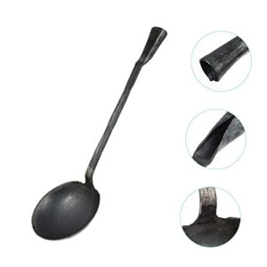 TEHAUX 4pcs Forged Iron Spoon Mini Scoop Metal Spoon Yard Scoops Mini Garden Shovel Vegetable Planting Tools Soil Excavator Spoon Multi-functional Spoon Dark Grey Hand Tools Forging