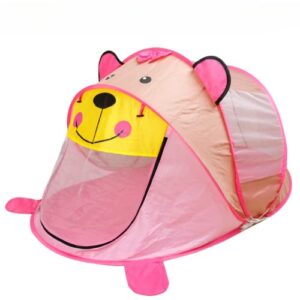 popup dome play yard premium outdoor and indoor baby playpen portable lightweight canopy and travel cute animals bag (pink bear)