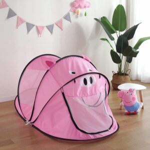 Popup Dome Play Yard Premium Outdoor and Indoor Baby Playpen Portable Lightweight Canopy and Travel Cute Animals Bag (Pink Bear)