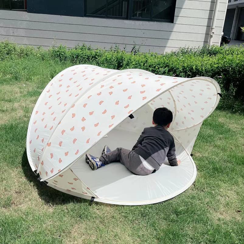 Popup Dome Play Yard Premium Outdoor and Indoor Baby Playpen Portable Lightweight Canopy and Travel Camping Bag (Off-White)