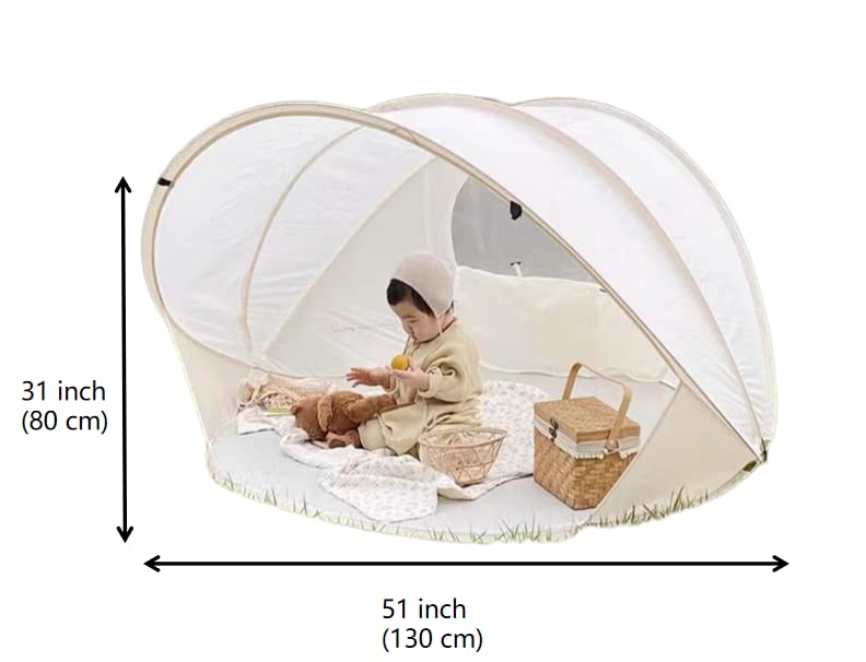 Popup Dome Play Yard Premium Outdoor and Indoor Baby Playpen Portable Lightweight Canopy and Travel Camping Bag (Off-White)