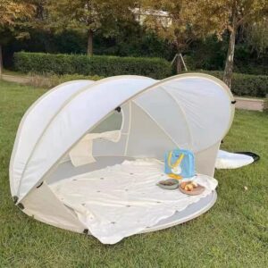 Popup Dome Play Yard Premium Outdoor and Indoor Baby Playpen Portable Lightweight Canopy and Travel Camping Bag (Off-White)