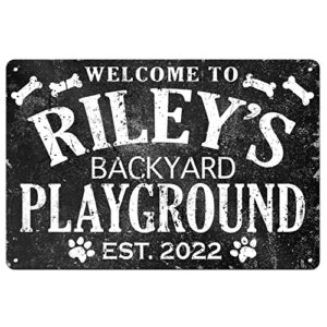 customized dog name backyard playground metal indoor outdoor sign