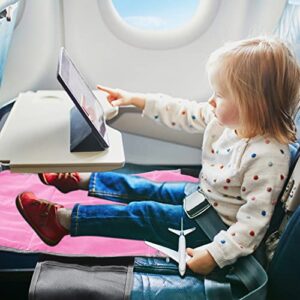 Kids Airplane Footrest, Lightweight Foldable Toddler Airplane Seat Extender Portable Toddler Travel Bed Kids Airplane Travel Essentials Airplane Travel Accessories for Kids (Pink)