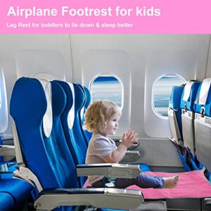 Kids Airplane Footrest, Lightweight Foldable Toddler Airplane Seat Extender Portable Toddler Travel Bed Kids Airplane Travel Essentials Airplane Travel Accessories for Kids (Pink)