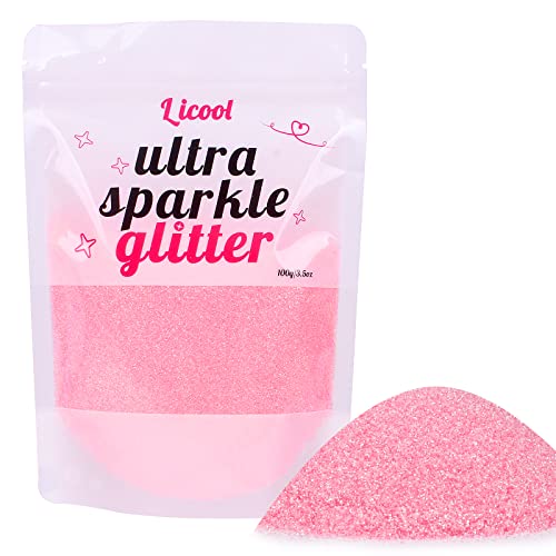 Holographic Fine Glitter, 100g/3.5oz Extra Fine Glitters Powder Packs for Resin, Craft Glitter for Tumblers Candle Slime Making, Festival Body Face Eyeshadow Nail Glitter (Light Pink)