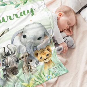 UJDUYSD Personalized Baby Blanket for Boys, Custom Baby Blanket with Name Super Soft Personalized Name Blankets for Kids, Custom Animals Blanket for Infant Toddler, Baby Gift Blanket for Birthday