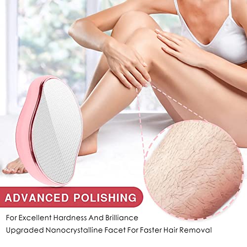 Crystal Hair Eraser for Women and Men,Reusable Crystal Hair Remover, Magic Painless Exfoliation Hair Removal Tool,Magic Hair Eraser for Back Arms Legs (Pink)