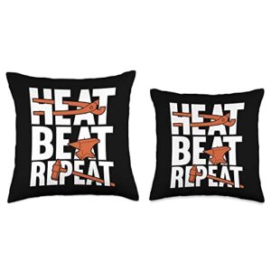 Forging Anvil T-Shirts & Funny Blacksmith Gifts Heat Beat Repeat Anvil Blacksmith Throw Pillow, 18x18, Multicolor