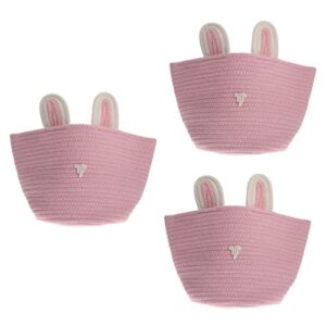 cabilock boho home decor home decor 3pcs rope rabbit basket snacks for nordic storage basket cotton rope pink boho decor woven basket