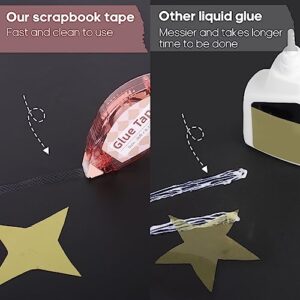 Secopad Scrapbook Tape, 4 Pack Double Sided Tape Roller for Crafts, Sticky Glue Tape Runner Scrapbooking Supplies for Adults and Kids, 0.3IN x 26FT