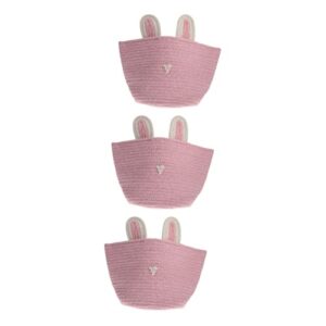 zerodeko bohemian decor boho decor 3pcs rope rabbit basket snacks for cute pink cotton rope home decor woven basket