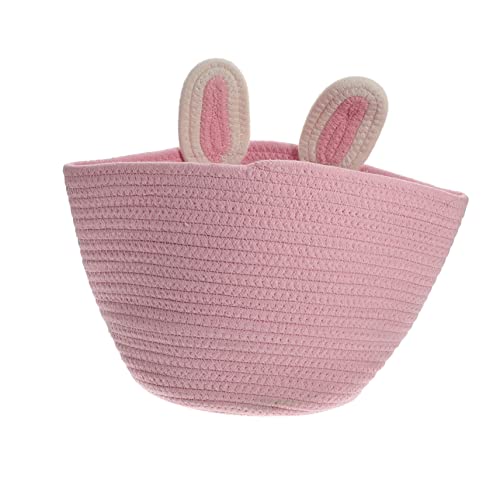 Zerodeko Bohemian Decor Boho Decor 3pcs Rope Rabbit Basket Snacks for Cute Pink Cotton Rope Home Decor Woven Basket