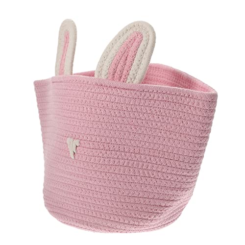 Zerodeko Bohemian Decor Boho Decor 3pcs Rope Rabbit Basket Snacks for Cute Pink Cotton Rope Home Decor Woven Basket