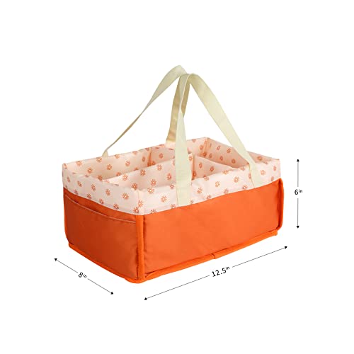 Lmbabter Baby Diaper Caddy Organizer Nursery Storage Basket Diaper Tote Bag Nappy Storage Bin for Car Travel (Orange)